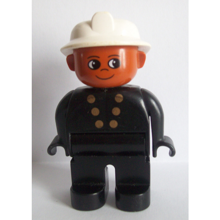 LEGO Firefighter with Buttons and White Helmet with Brown Head Duplo ...