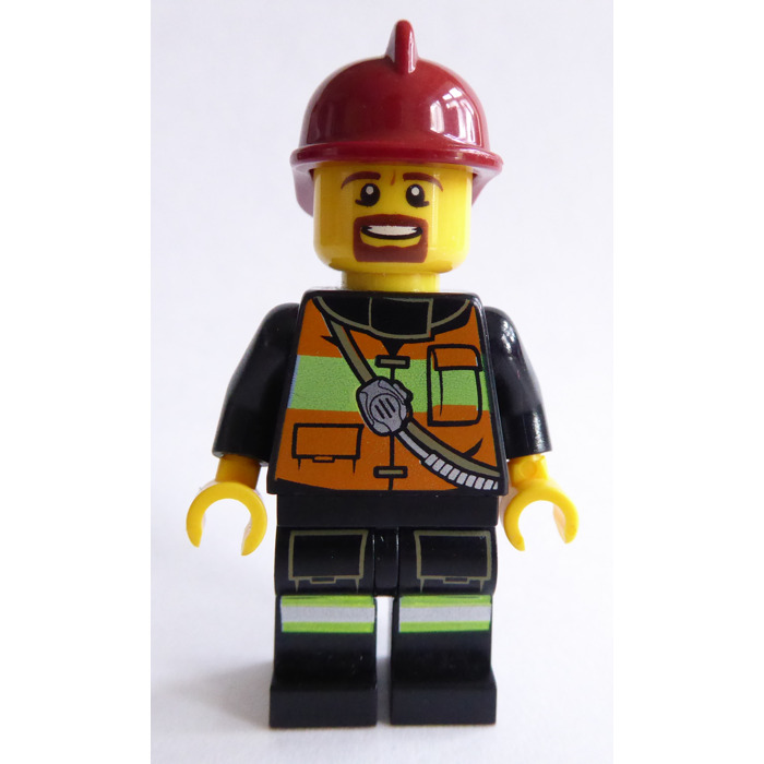 LEGO Firefighter With Dark Red Helmet and Goatee Minifigure | Brick Owl