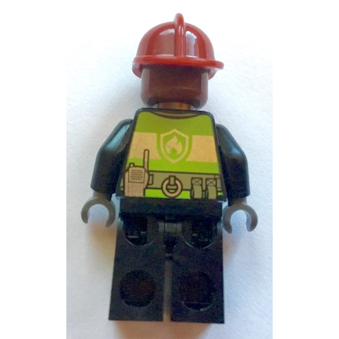 LEGO Firefighter with Dark Red Helmet and Reddish Brown Head Minifigure ...