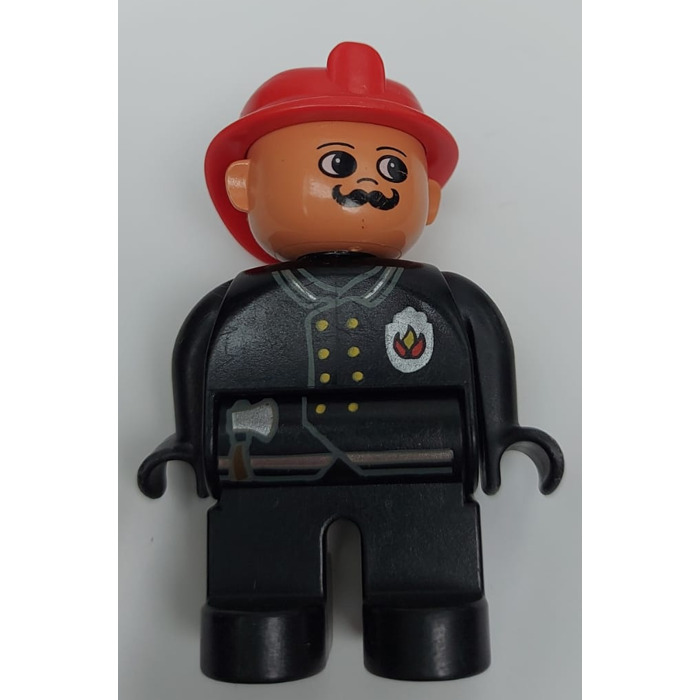 LEGO Firefighter with Flame Logo and Red Helmet with Moustache Duplo ...