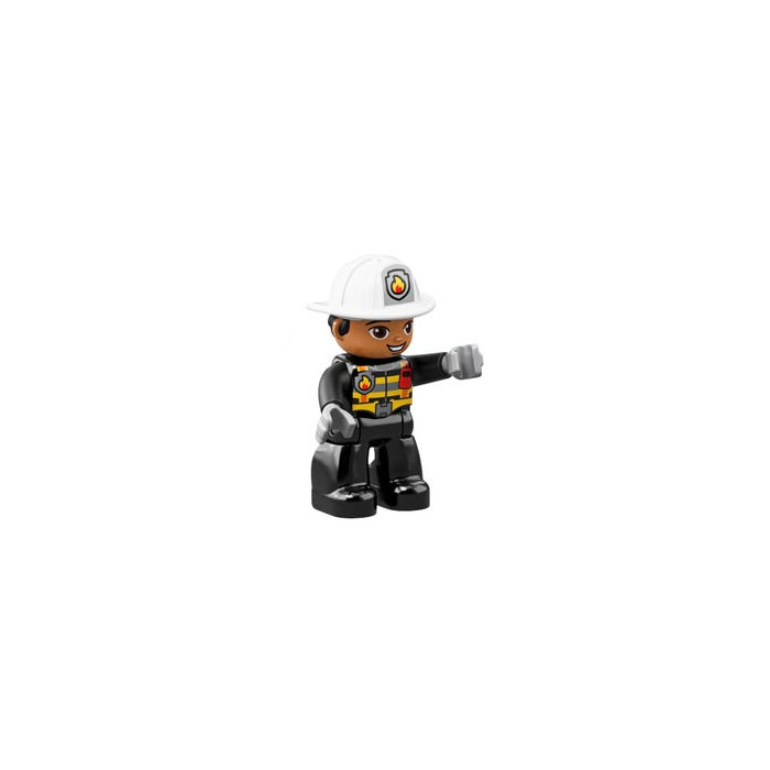 LEGO Firefighter with Helmet with Badge and Brown Eyes Duplo Figure ...