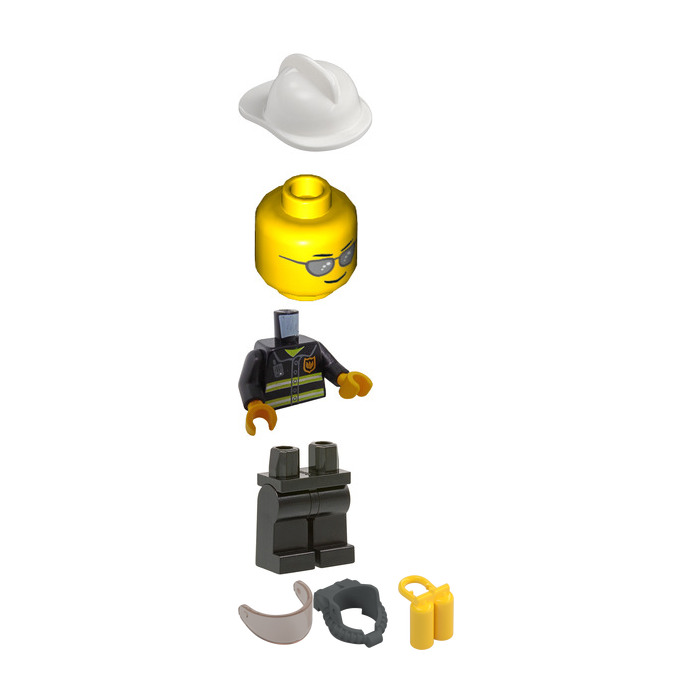 LEGO Firefighter with mirrored glasses air tanks and white helmet ...