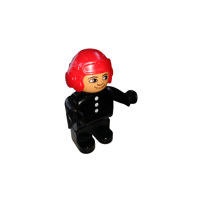 LEGO Firefighter with Red Aviator Helmet and White Buttons Duplo Figure ...