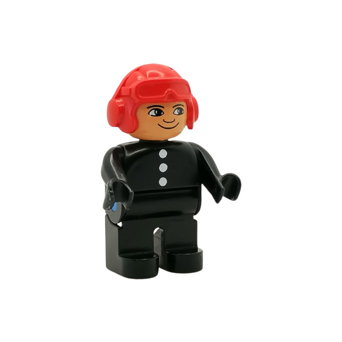 LEGO Firefighter with Red Aviator Helmet and White Buttons Duplo Figure ...