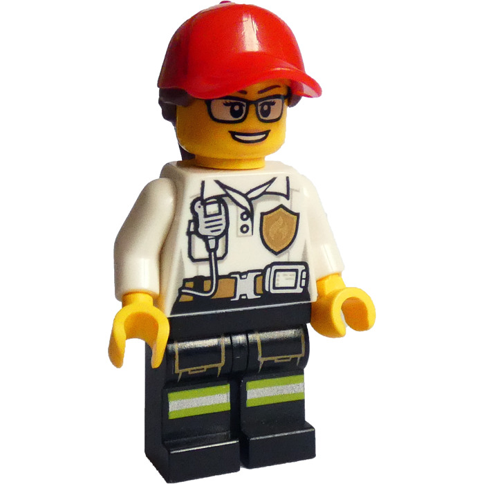 LEGO Firefighter with Red Cap and Ponytail Minifigure | Brick Owl