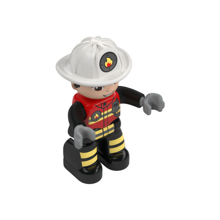 LEGO Firefighter with Red Vest and Helmet with Light Flesh Skin Duplo ...