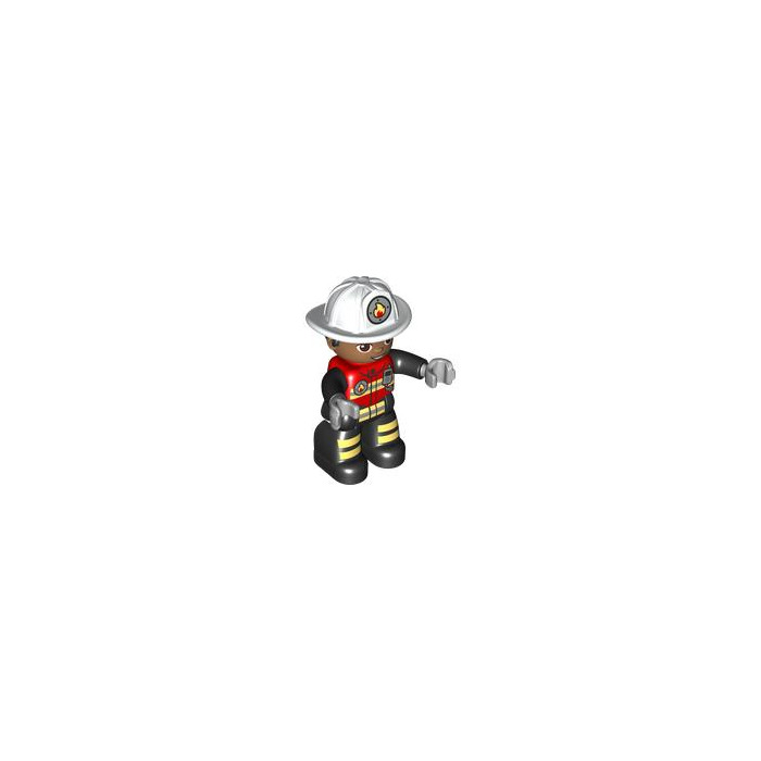 LEGO Firefighter with Red Vest and Helmet with Medium Dark Flesh Skin ...