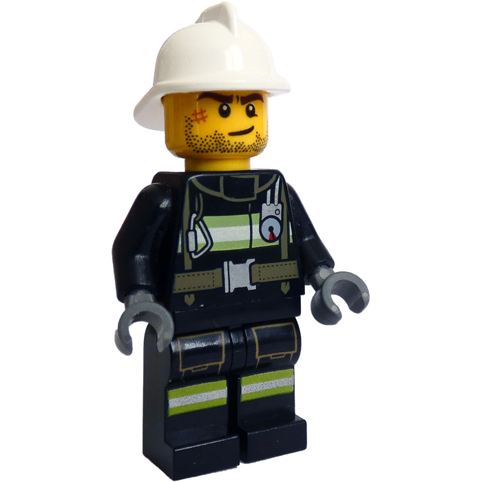 LEGO Firefighter with Reflective Stripes with Utility Belt and White ...