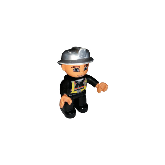 LEGO Firefighter with Silver Helmet and Flesh Hands Duplo Figure ...