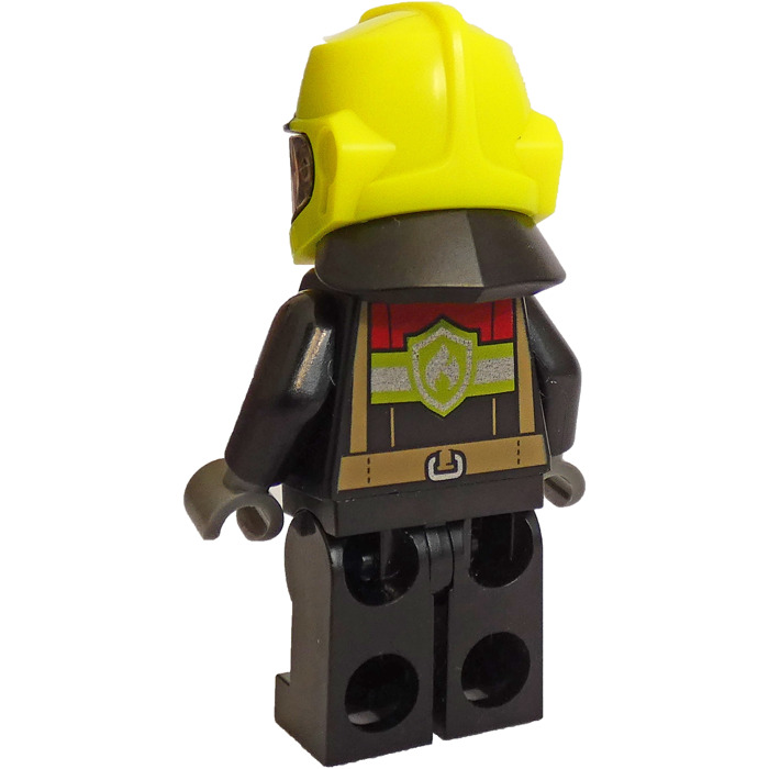 LEGO Firefighter with Vibrant Yellow Firefighter Helmet and Glasses ...