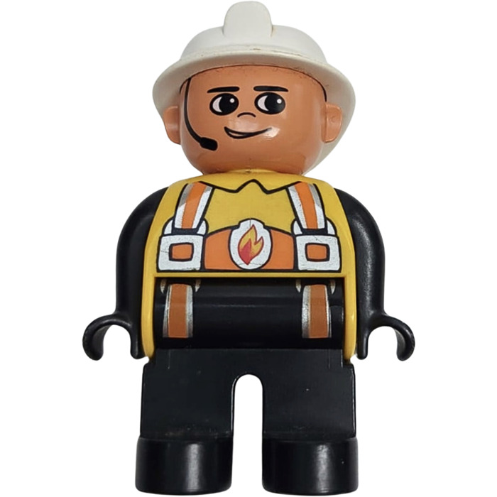 LEGO Firefighter with Yellow Top and White Helmet with Headset Duplo ...