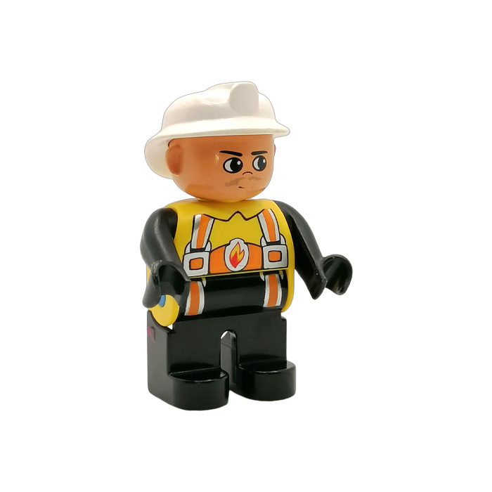 LEGO Firefighter with Yellow Top and White Helmet with Moustache Duplo ...