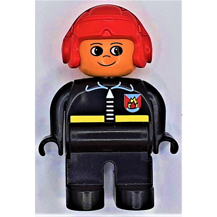 LEGO Firefighter with Zipper and Red Aviator Helmet Duplo Figure ...