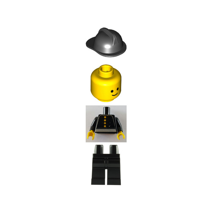 LEGO Fireman with Black Helmet and Torso Sticker Minifigure | Brick Owl ...