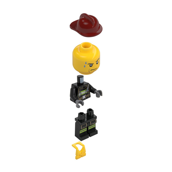 LEGO Fireman with Dark Red Helmet and Life Jacket Minifigure | Brick Owl