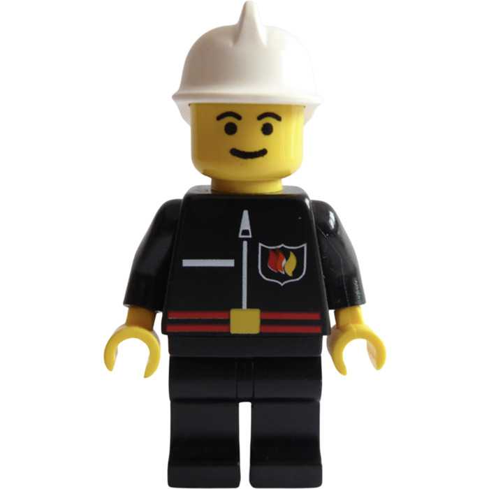 LEGO Fireman with Flame Badge Zipper and White Fire Helmet Minifigure ...
