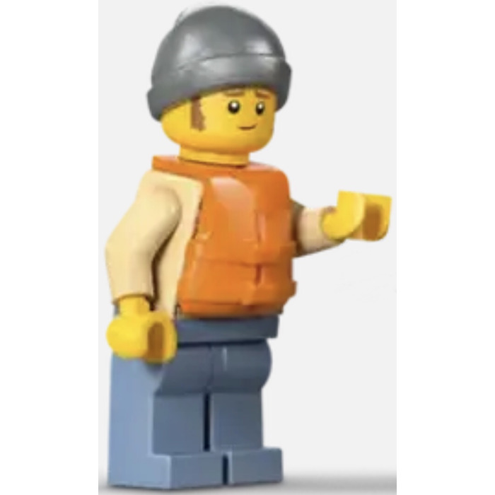 LEGO Fisherman with Tan Sweater and Life Jacket Minifigure | Brick Owl