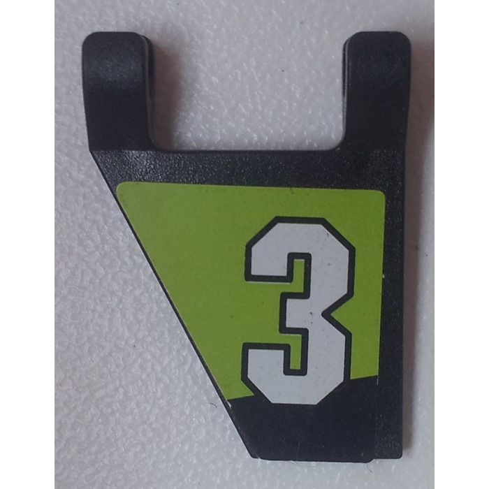 LEGO Flag 2 x 2 Angled with White Number 3 on Lime Background (Left ...