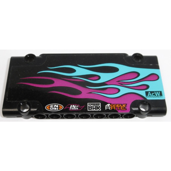 LEGO Flat Panel 5 x 11 with Azure and Magenta Flames and Sponsor Logos ...