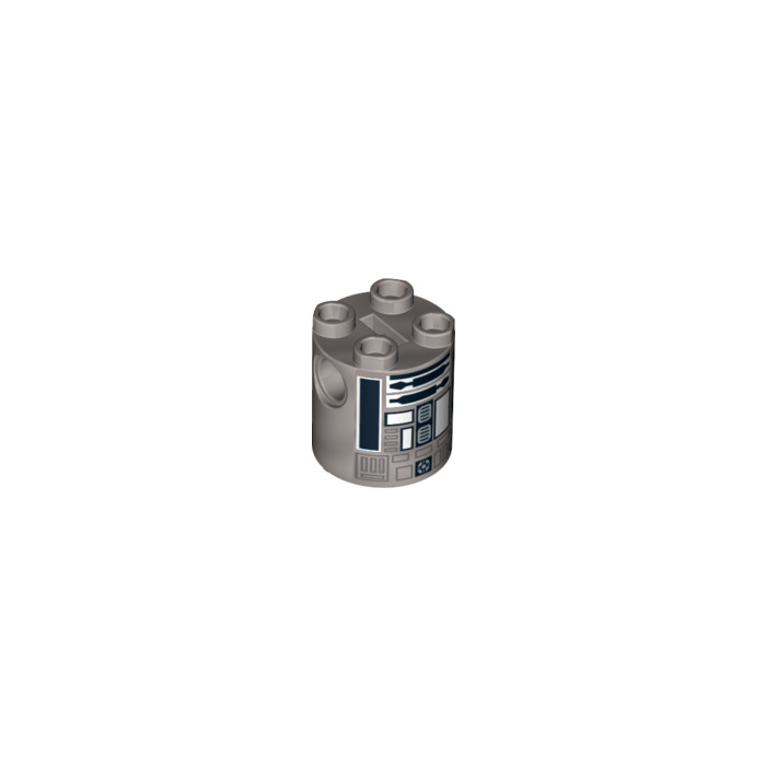 LEGO Brick 2 x 2 x 2 Round with R2-Q2 Pattern with Bottom Axle Holder ...