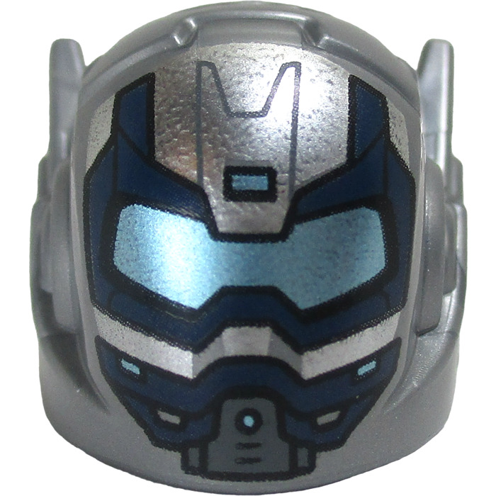 LEGO Flat Silver Helmet with Ear Antennas with Goliath Blue Visor ...