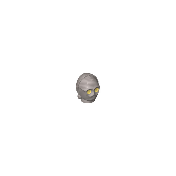 LEGO Flat Silver Protocol Droid Head with Bright Light Yellow Eyes ...