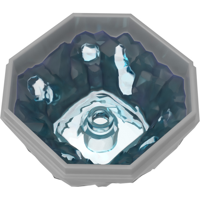 LEGO Flat Silver Rock 4 x 4 Boulder Bottom with Transparent Light Blue ...