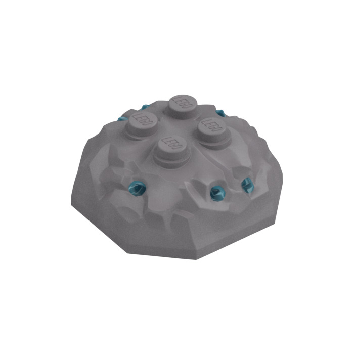 LEGO Flat Silver Rock 4 x 4 Boulder Top with Transparent Light Blue ...