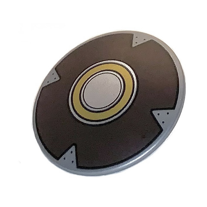 LEGO Flat Silver Round Shield with Curved Face with Yellow Circle ...