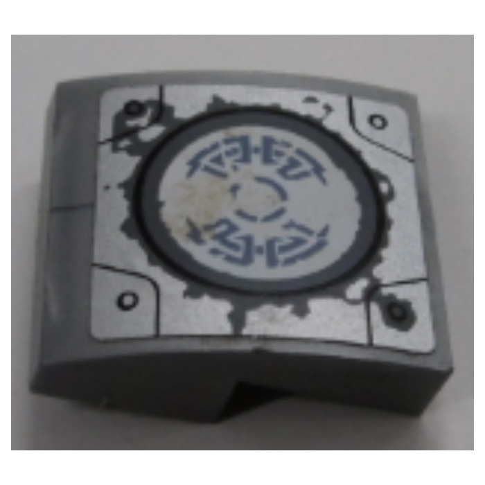 LEGO Flat Silver Slope 2 x 2 Curved with Blue Circle with Tribal ...