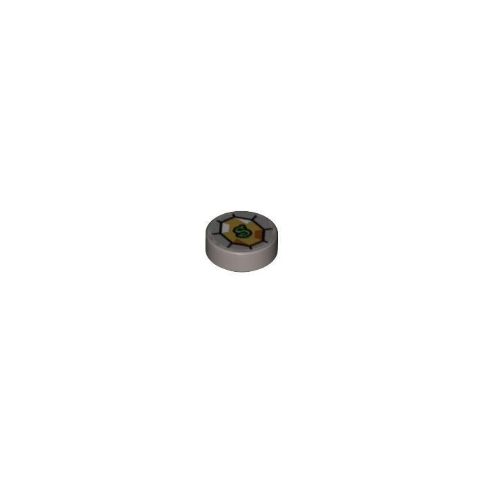 LEGO Flat Silver Tile 1 x 1 Round with Slytherin's Locket with Gold ...
