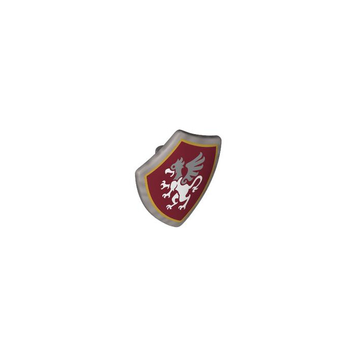 LEGO Flat Silver Triangular Shield with Spiked Top with Griffin on Dark ...