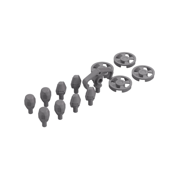 LEGO Flat Silver Weapon Pack with Discs, Grappler and Grenade Tips ...