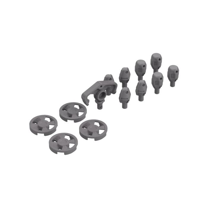 LEGO Flat Silver Weapon Pack with Discs, Grappler and Grenade Tips ...