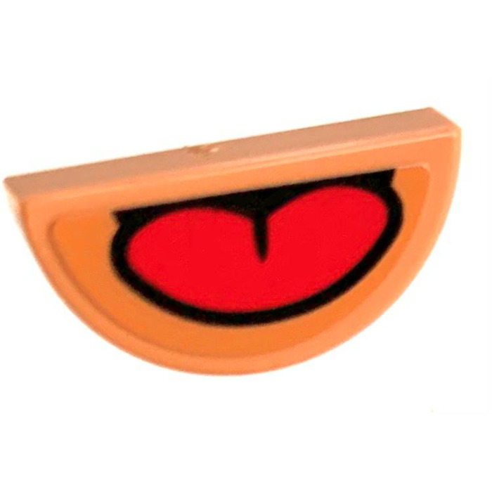 LEGO Tile 1 x 2 Half Circle with Mouth with Tongue Sticker (1748 ...