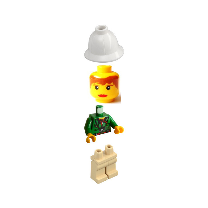 LEGO Gail Storm with Green Closed Jacket and Pith Helmet Minifigure ...