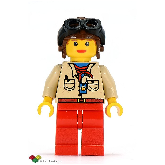 LEGO Gail Storm with Tan Shirt and Red Legs with Aviator Hat Minifigure ...
