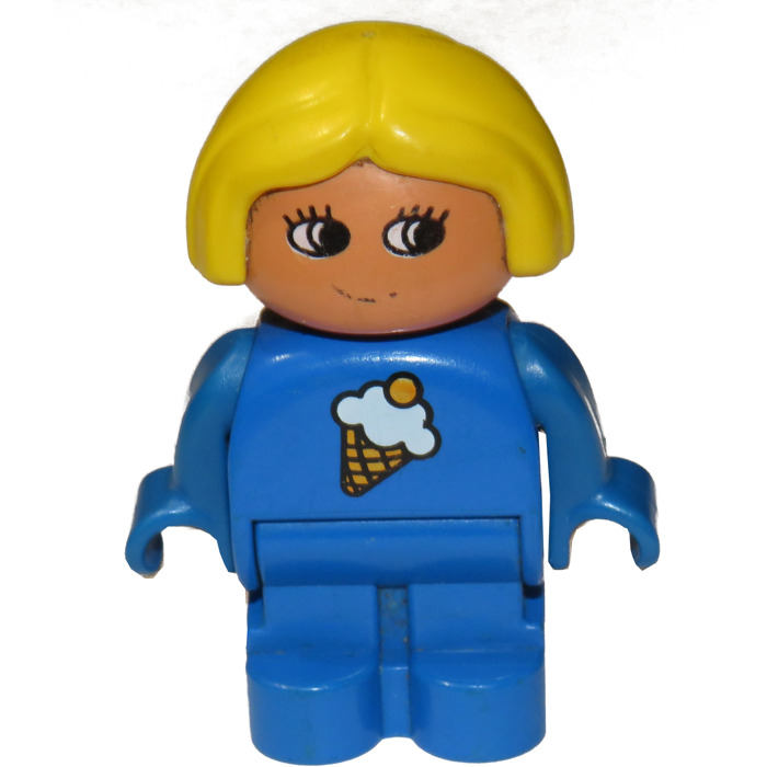 LEGO Girl with Blue Top with Ice Cream and Yellow Parted Hair Duplo ...