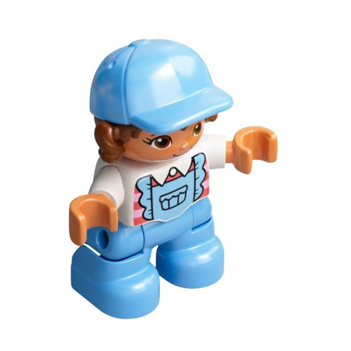 LEGO Girl with Bright Light Blue Overalls and White Top with Cap Duplo ...