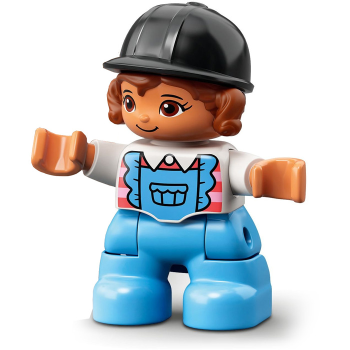 LEGO Girl with Bright Light Blue Overalls and White Top with Riding ...