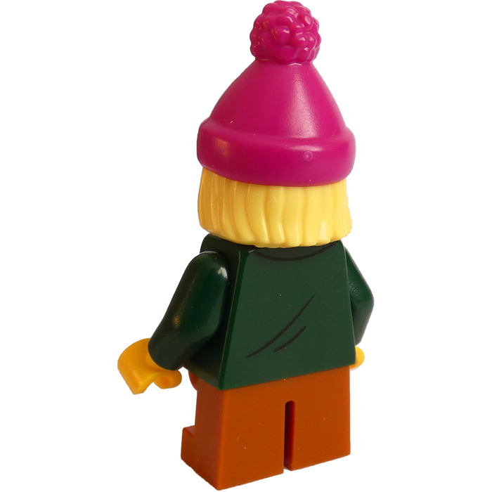 LEGO Girl with Dark Green Jacket and Magenta Beanie Minifigure | Brick Owl