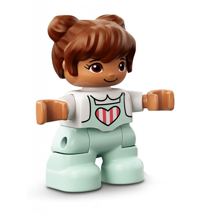 LEGO Girl with Light Aqua Overalls with Heart Duplo Figure | Brick Owl