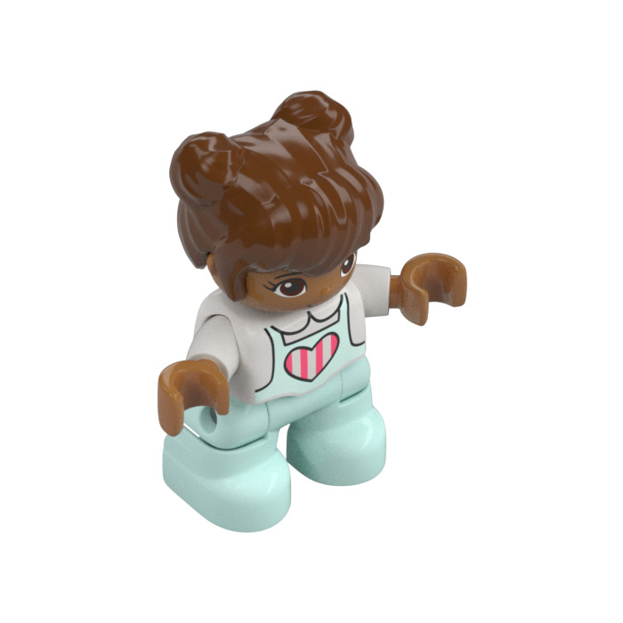 LEGO Girl with Light Aqua Overalls with Heart Duplo Figure | Brick Owl