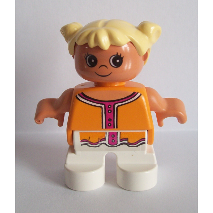 LEGO Girl with Orange Top and Yellow Hair Duplo Figure | Brick Owl ...