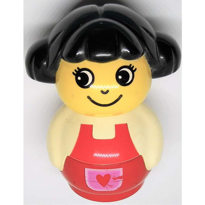 LEGO Girl with Overalls with Heart on Red Base Primo Figure | Brick Owl ...