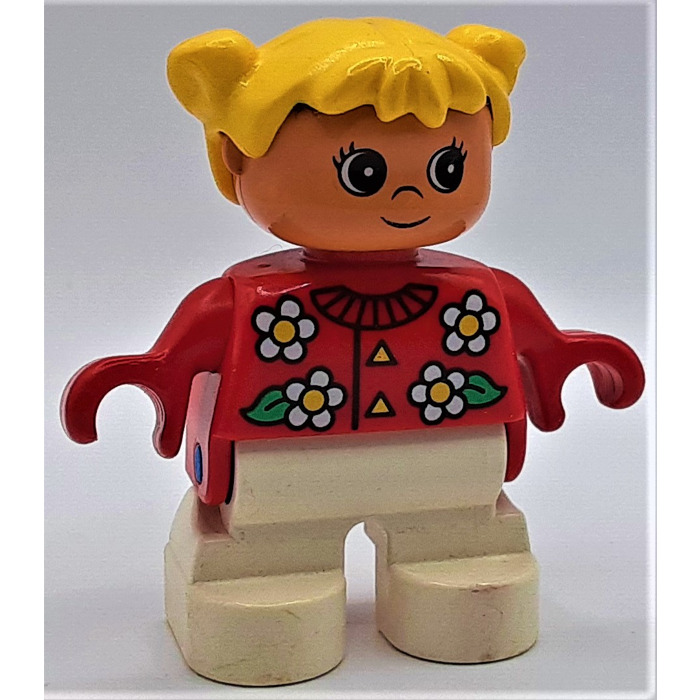 LEGO Girl with Red Top with Flowers and Yellow Hair Duplo Figure ...
