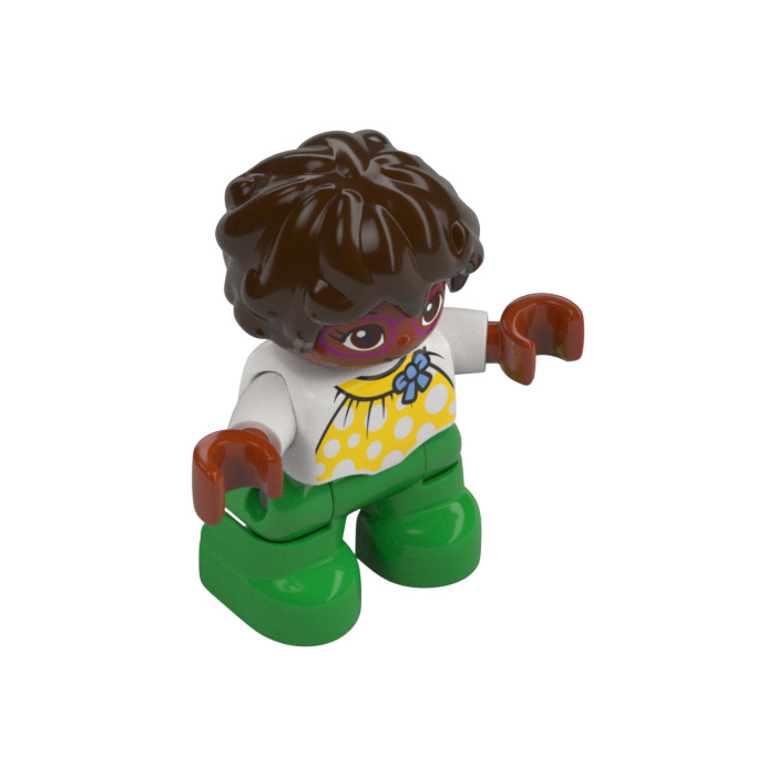 LEGO Girl with White and Yellow Top with Dark Brown Hair Duplo Figure ...