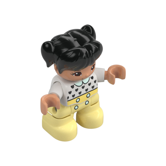 LEGO Girl with White Top with Black Hearts and Medium Dark Flesh Skin ...