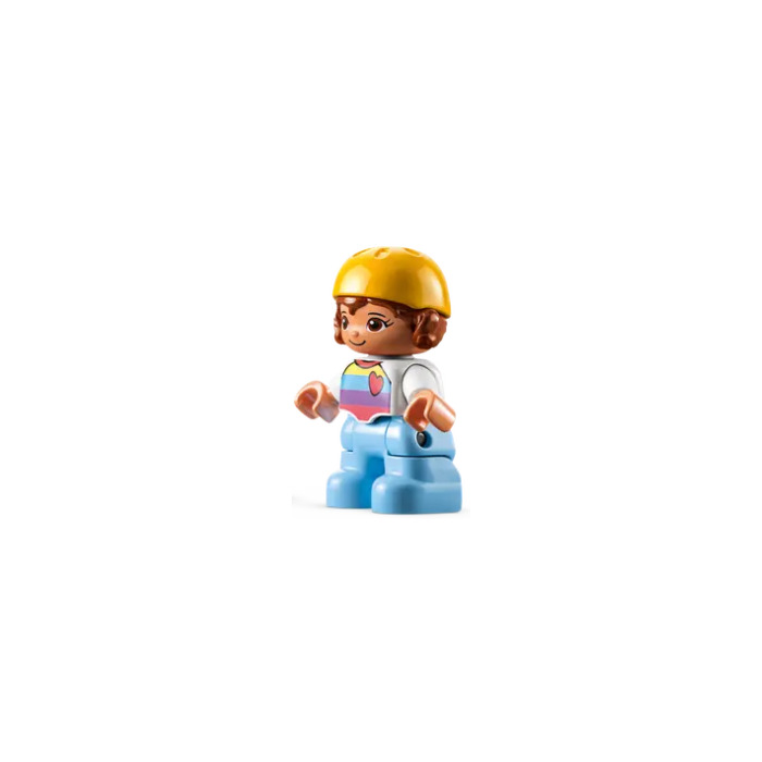 LEGO Girl with White Top with Stripes and Heart with Orange Helmet ...