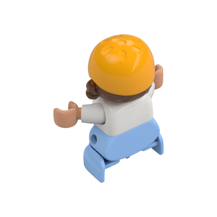LEGO Girl with White Top with Stripes and Heart with Orange Helmet ...